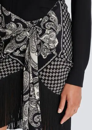 Balmain Fringed Silk Scarf Skirt