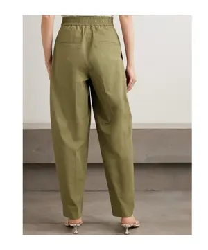 JOSEPH Paver Pleated Cotton Tapered Pants - Green