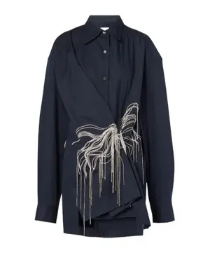 Dries Van Noten Embellished Oversized Shirt - Navy
