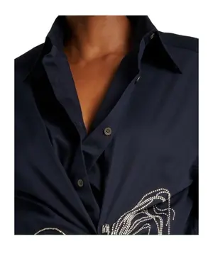 Dries Van Noten Embellished Oversized Shirt - Navy