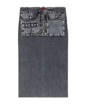 DIESEL® M-meryn Knitted Midi Skirt With Zipper Detail - Dark Grey