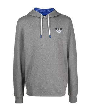 EA7 Logo Cotton Hoodie - Gray