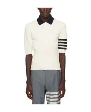 Thom Browne 4-bar Intarsia-knit Polo Shirt