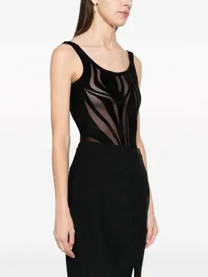 MUGLER Sheer Pattern Mesh Bodysuit