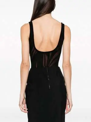 MUGLER Sheer Pattern Mesh Bodysuit