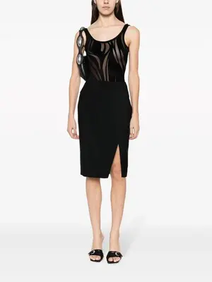 MUGLER Sheer Pattern Mesh Bodysuit