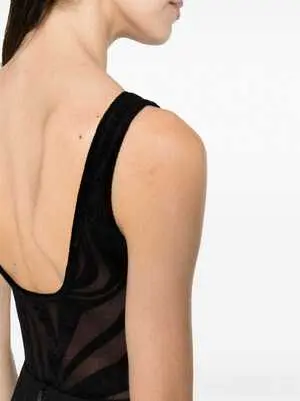 MUGLER Sheer Pattern Mesh Bodysuit