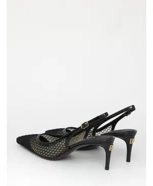 Dolce & Gabbana Fishnet Pointed Toe Slingback Pumps