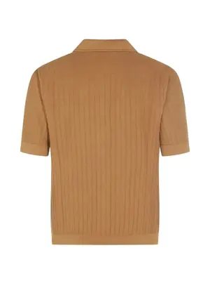 LARDINI Ribbed Knit Short-sleeve Shirt - Brown