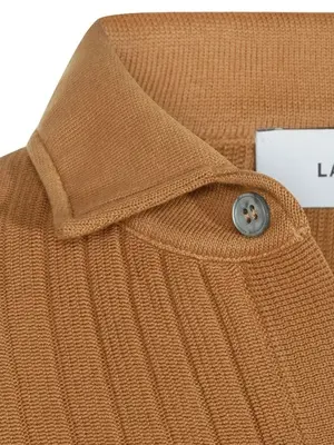 LARDINI Ribbed Knit Short-sleeve Shirt - Brown