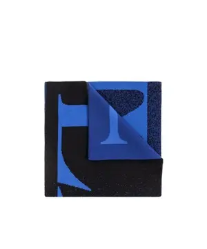 LANVIN Logo-intarsia Knitted Finished Edge Scarf - Black