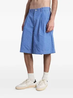 Comme Des Garçons Striped Pleated Shorts - Blue