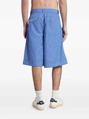 Comme Des Garçons Striped Pleated Shorts - Blue