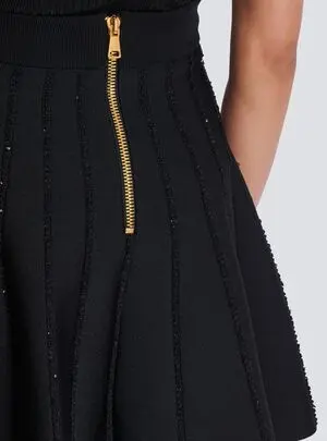 Balmain Sparkly Flared Knit Skirt