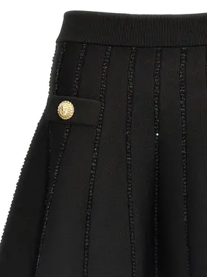 Balmain Sparkly Flared Knit Skirt