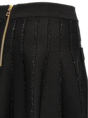 Balmain Sparkly Flared Knit Skirt
