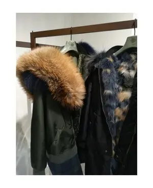 MR  MRS ITALY Mr & Mrs Italy Patchwork Bomber Parka With Fur Trim