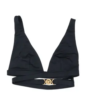Versace Logo Embellished Bikini Top - Black