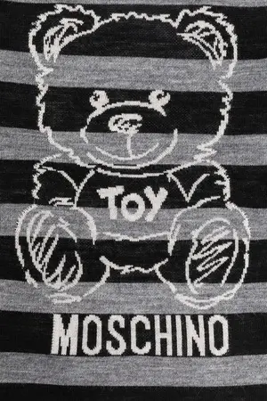 Moschino Striped Logo Intarsia Scarf