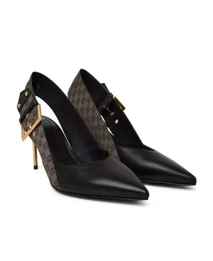 Balmain Ruby 75mm Monogram Jacquard Slingback Pumps