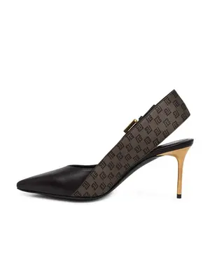 Balmain Ruby 75mm Monogram Jacquard Slingback Pumps