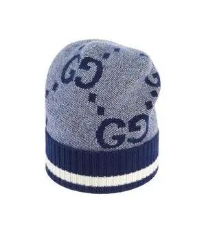 Gucci Monogram Knitted Beanie - Blue