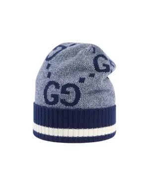 Gucci Monogram Knitted Beanie - Blue