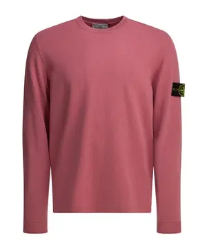 Stone Island Logo Patch Crewneck Jumper - Pink