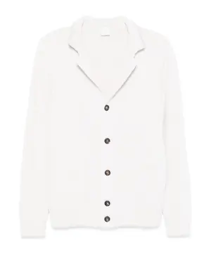 Eleventy Rib Knitted Cardigan With Contrasting Trim - White/blue