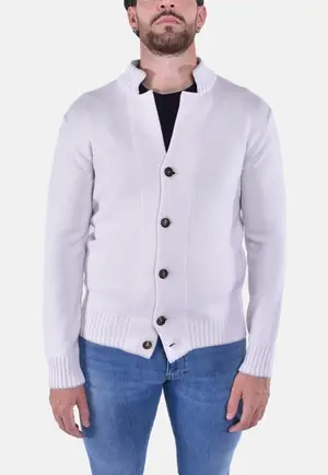 Eleventy Rib Knitted Cardigan With Contrasting Trim