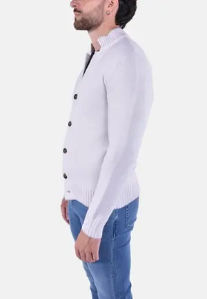 Eleventy Rib Knitted Cardigan With Contrasting Trim