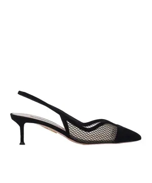 AQUAZZURA Gia Mesh Sling Pumps - Black