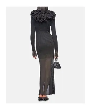 Attico Long Sleeve V-neck Maxi Dress