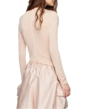 Simone Rocha Beige Embellished Mesh Top