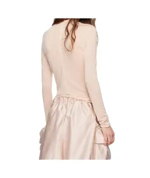 Simone Rocha Beige Embellished Mesh Top