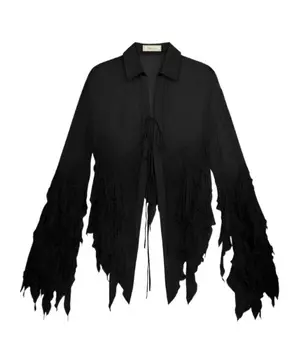 Blumarine Sheer Ruffled Tie-front Top