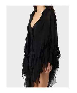 Blumarine Sheer Ruffled Tie-front Top