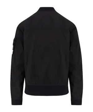 Stone Island Logo Patch Zip Up Bomber Jacket - Blue