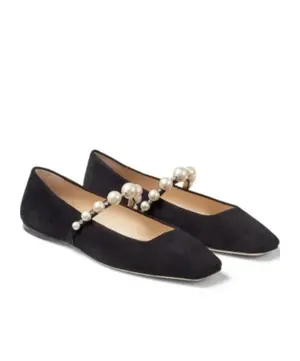 JIMMY CHOO Pearl Embellished Mary Jane Flats