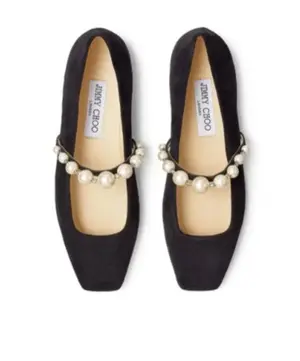 JIMMY CHOO Pearl Embellished Mary Jane Flats