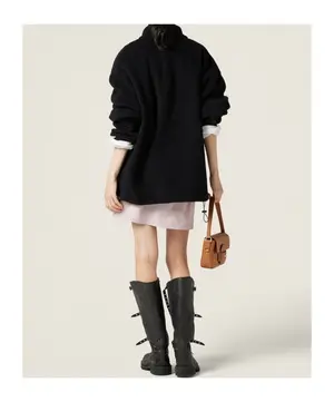 Miu Miu Oversized Fleece Sweatshirt With High Neck And Zipper Closure