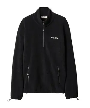 Miu Miu Oversized Fleece Sweatshirt With High Neck And Zipper Closure