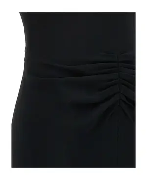 Victoria Beckham Ruched-waist V-back Crepe Midi Dress - Black