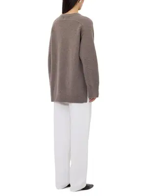 LOULOU STUDIO Crew Neck Sweater With Deep Side Slits