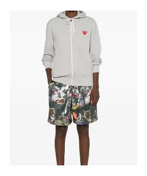 Comme Des Garçons Full Zip Hoodie With Drawstring Hood