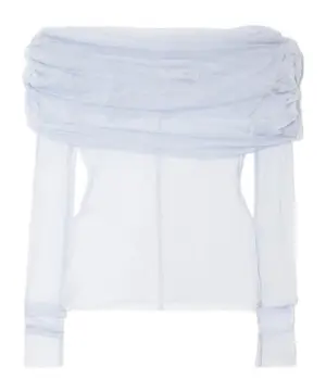 Christopher Esber Off-the-shoulder Gathered Long-sleeve Cover-up - Blue