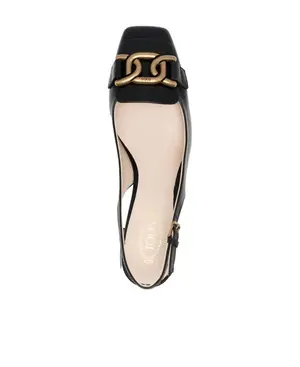 TOD'S Kate Logo Plaque Slingback Pumps - Black