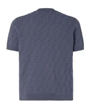 Fendi Selleria Ff Textured Crewneck Pullover - Blue