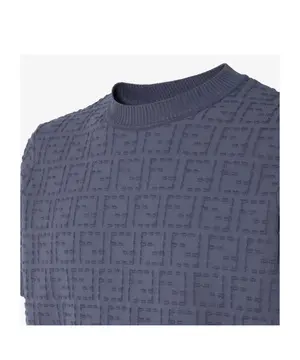 Fendi Selleria Ff Textured Crewneck Pullover - Blue