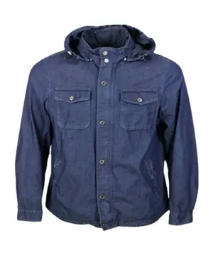 MOORER Long-sleeved Hooded Denim Jacket